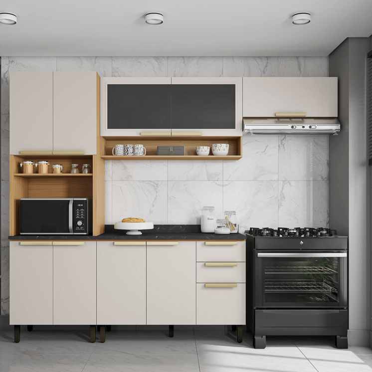 Armário Aéreo Itatiaia Porto 2 Portas Vidro com Nicho