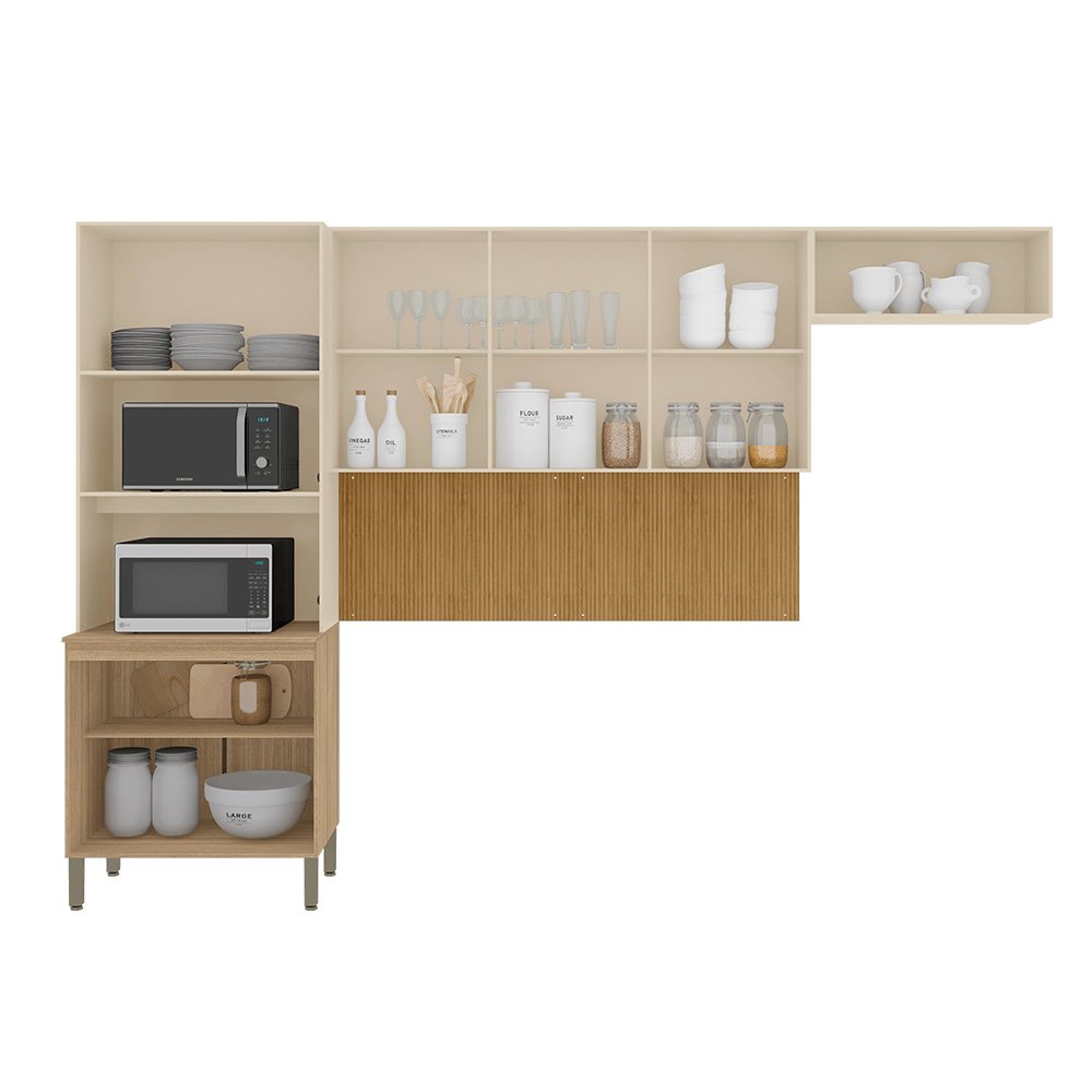 Armário Compacto para Cozinha 8 Portas Glam Kits Paraná Freijó
