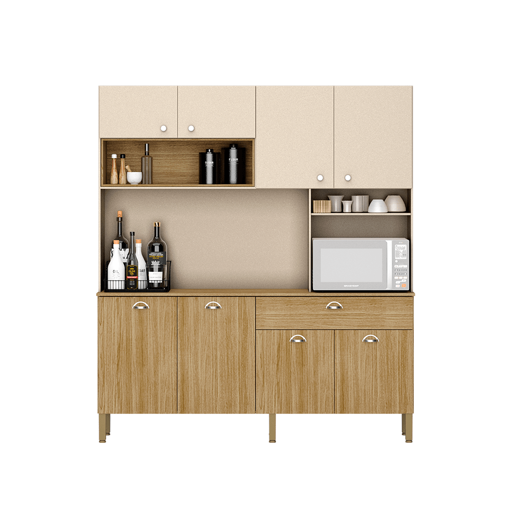 Armário Kits Paraná Compacto Core 8 Portas Freijó Vanila