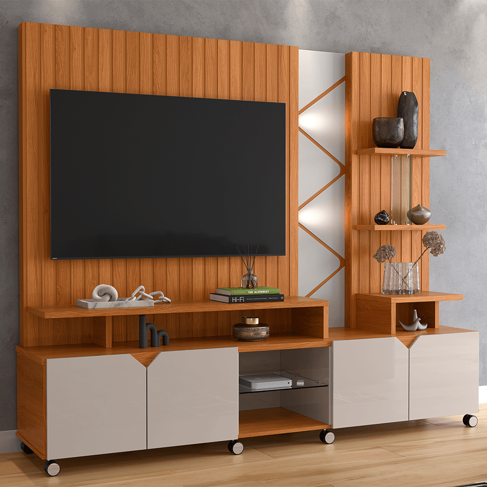 Home Cross para TV até 55" 210cm Lukalian Frisado Jequitibá/off-white ...