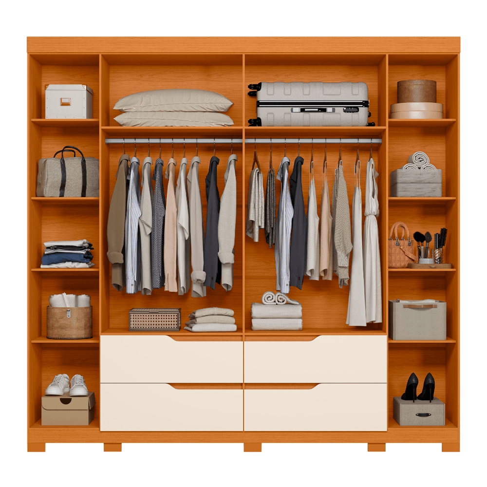 Guarda Roupa Albatroz Doble 6 portas 4 gavetas Cinamomo/off white