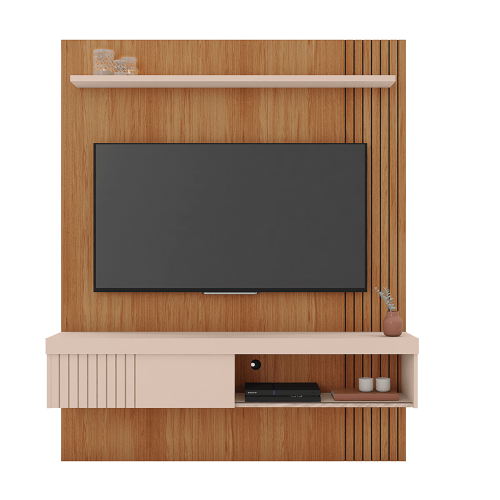 Painel Jade para TV até 55" Caemmun 1,5m Freijó/Off white