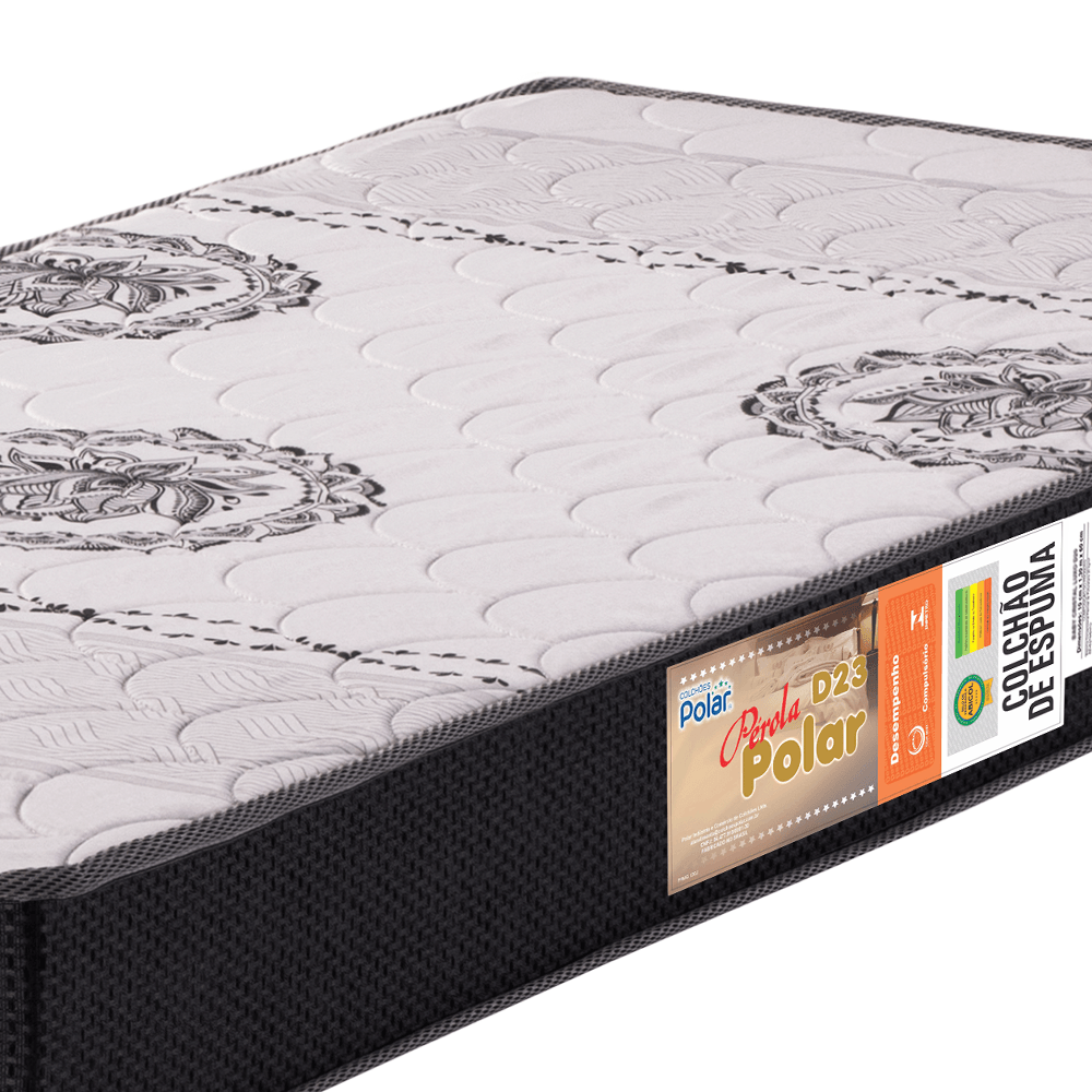 Colchão Solteiro D23 Polar Perola 88x188x14cm Preto/Chumbo
