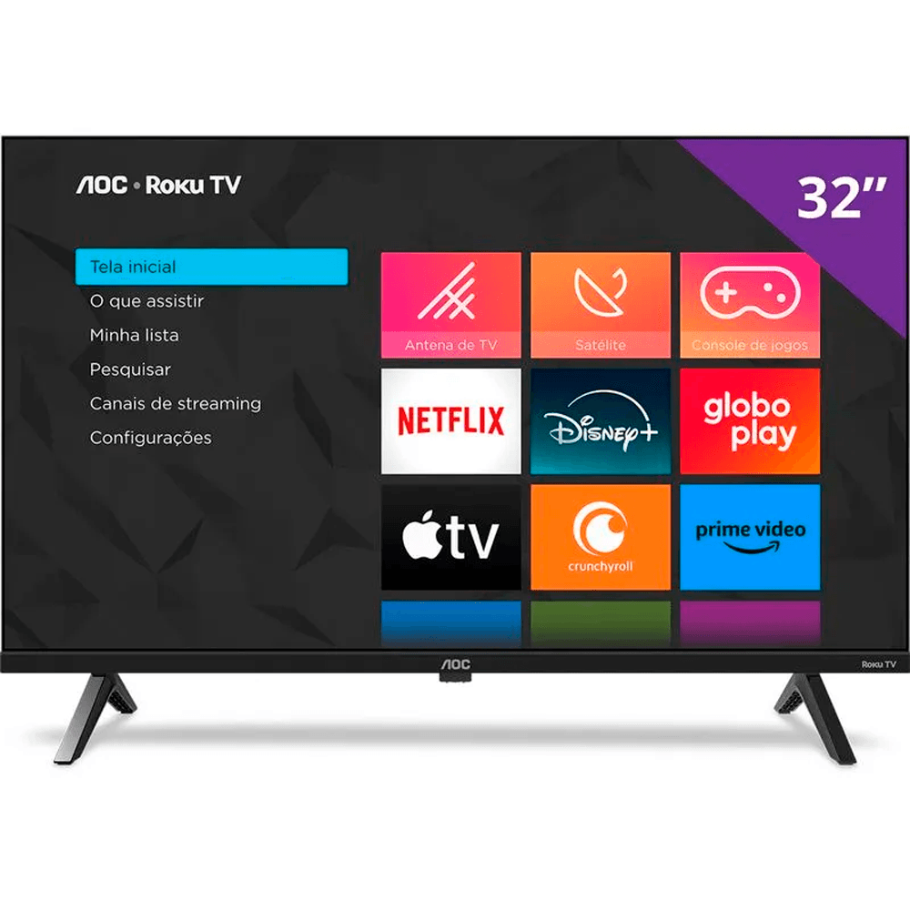 Smart TV DLED 32" AOC HD Roku TV com Dolby Áudio 32S5155/78G